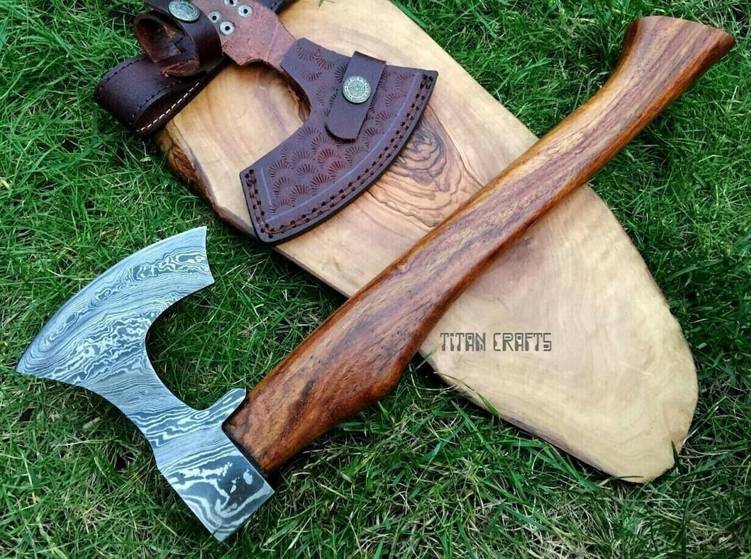 Handmade Damascus Steel Axe Vintage Style Camping Collectible - Etsy
