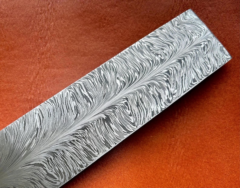 Hand Forged Damascus Steel Billet Bar Feather Pattern 30cm - Etsy