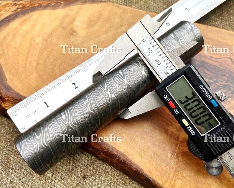 Original Damascus Steel Rod 30mm Billets Bars Jewellery Rings Pen ...
