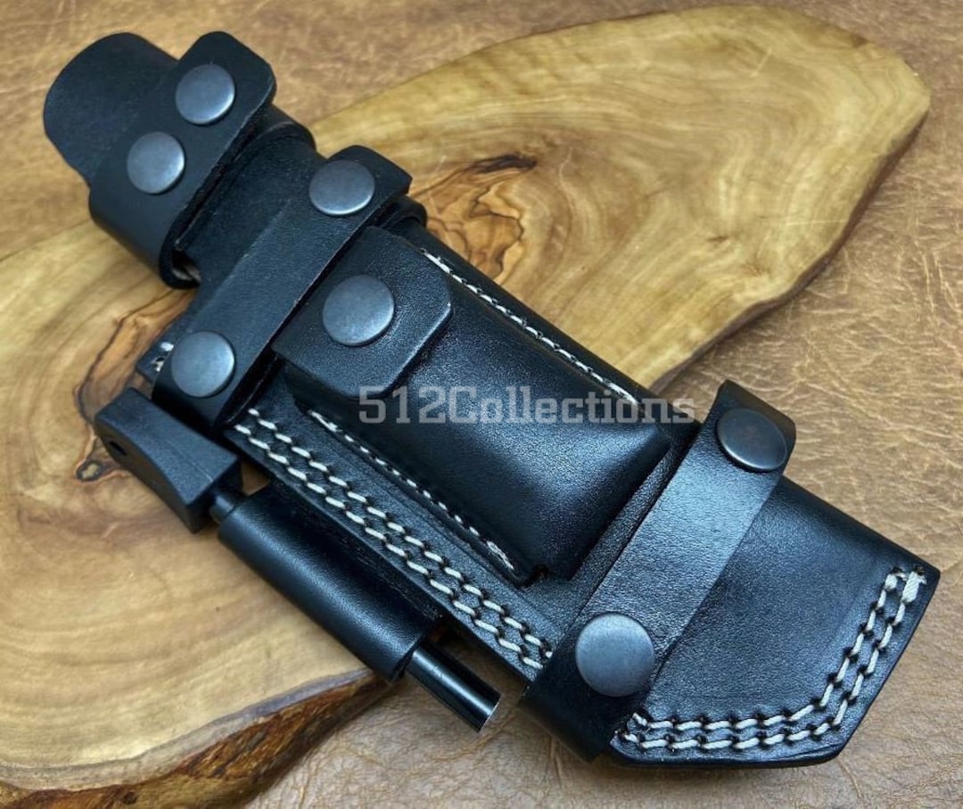 Handmade Black Cowhide Leather Knife Sheath: Bushcraft, Camping ...