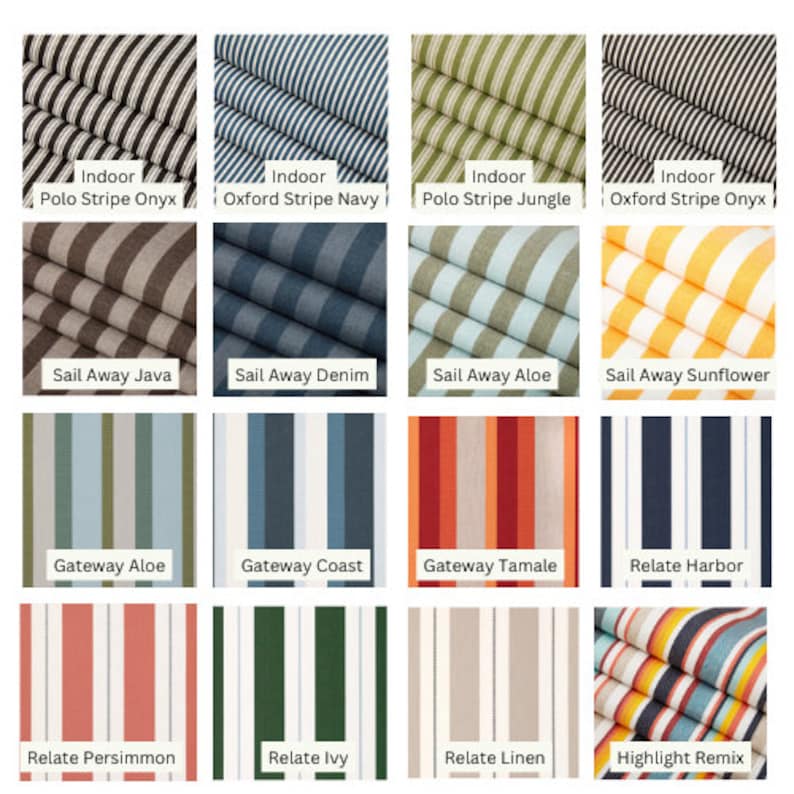 3" Striped, Custom Cushion, Handmade, Gift, Sunbrella, Décor, Unique ...