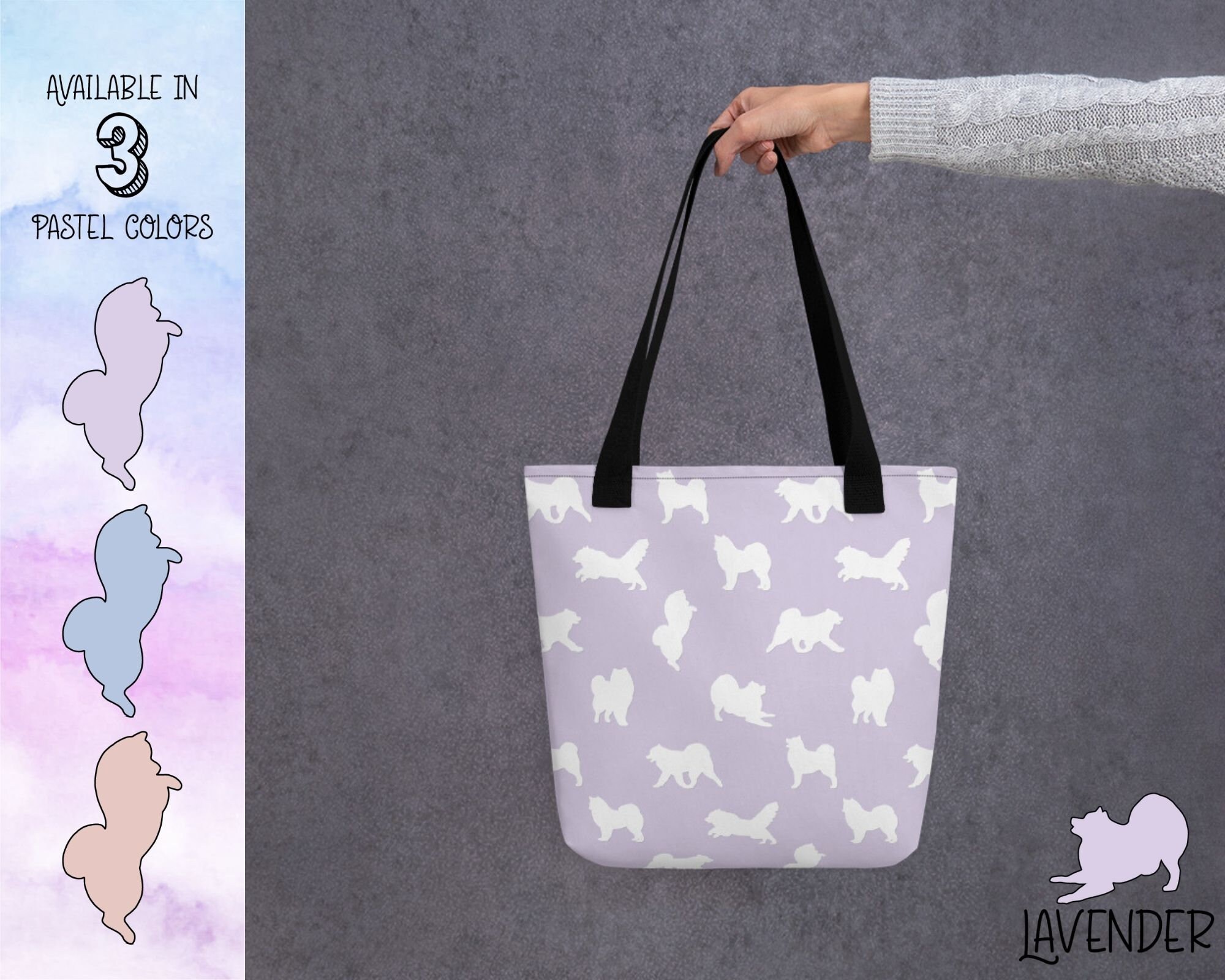 Samoyed Infinity Pastel 15x15 Tote Bag, Beach Bag, School Bag Florida ...