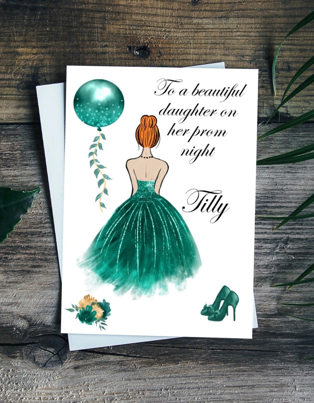 Personalised Prom Card Choice of Dress Colour Daughter Goddaughter ...