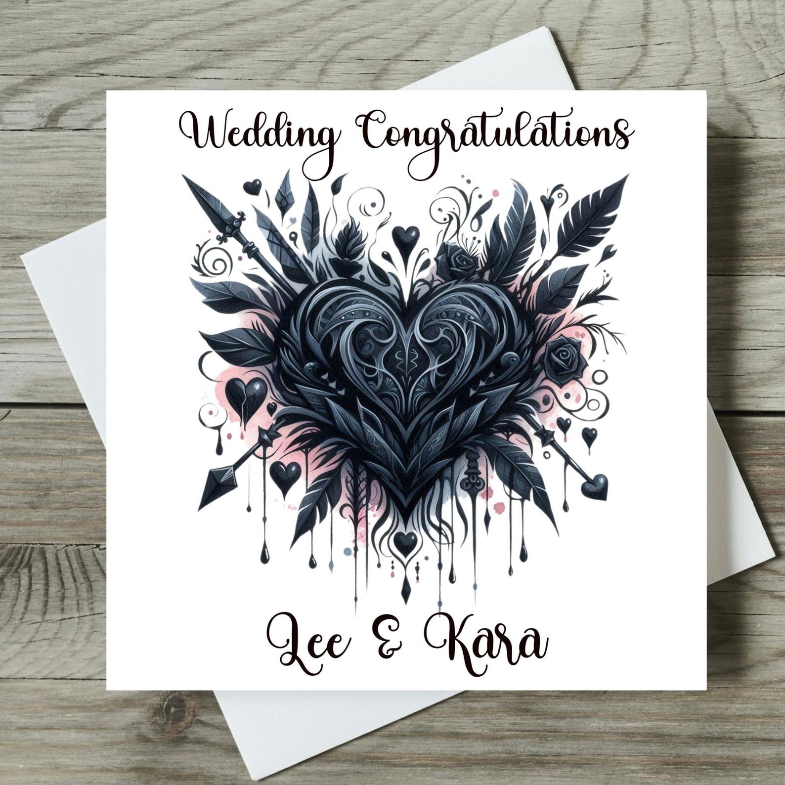 Gothic Wedding Card Goth Wedding Personalised Alternative Wedding Card ...