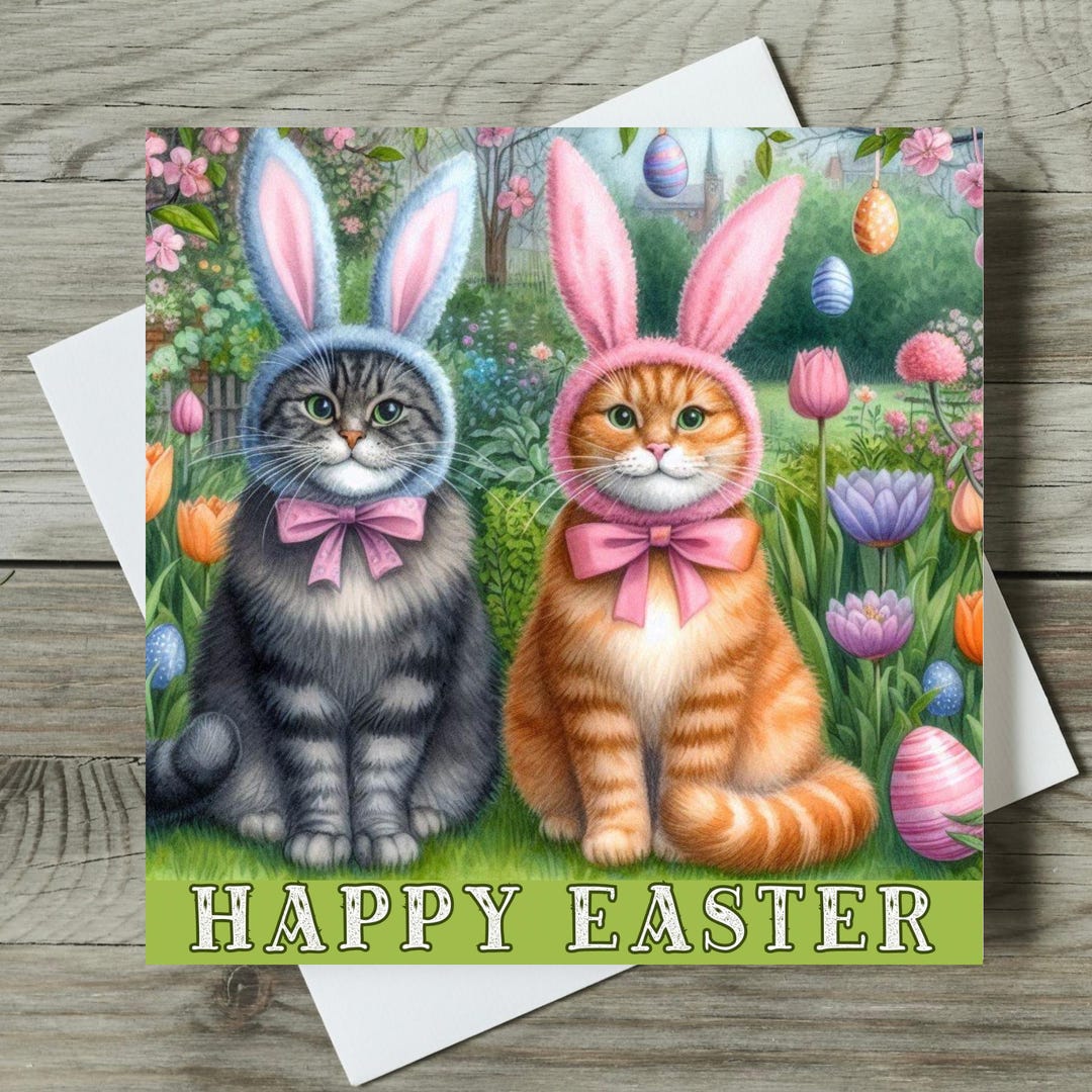 Cat Easter Card Fun Easter Cats Greetings Card for Cat Mum, Dad ...