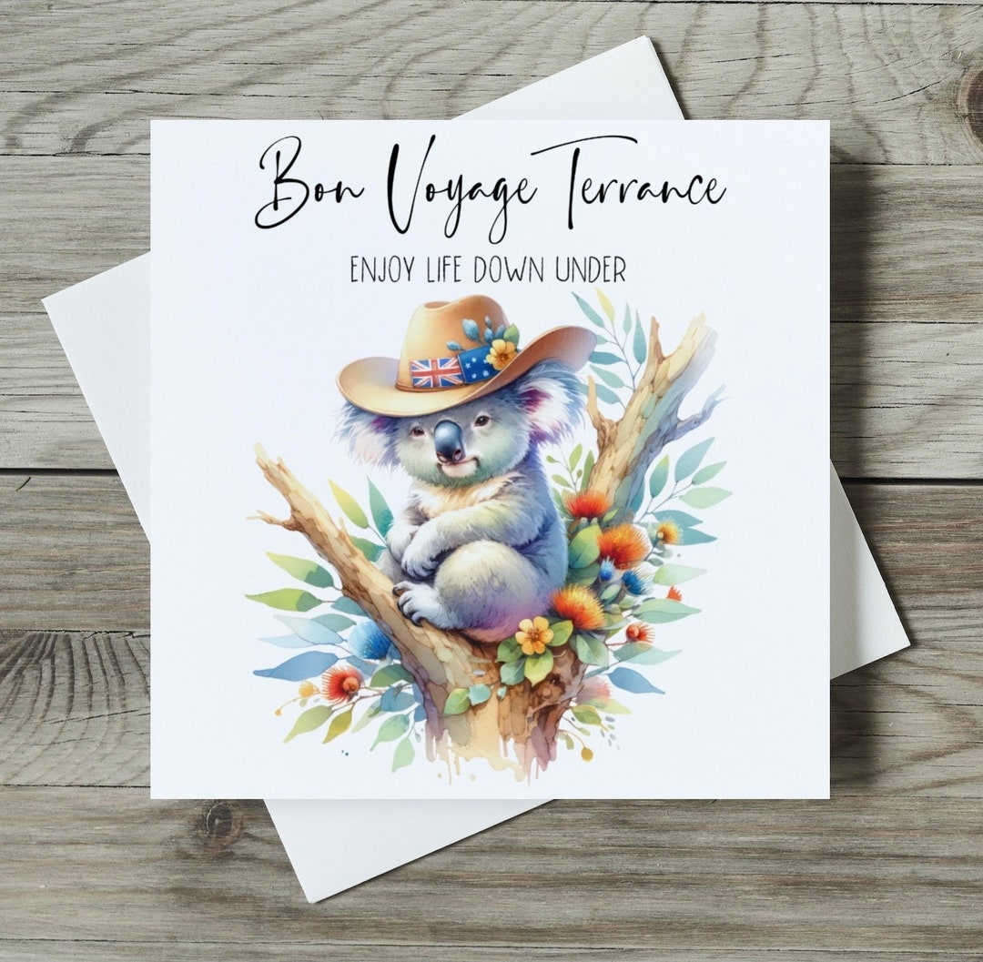 Personalised Moving to Australia Card, Bon Voyage, New Adventures ...