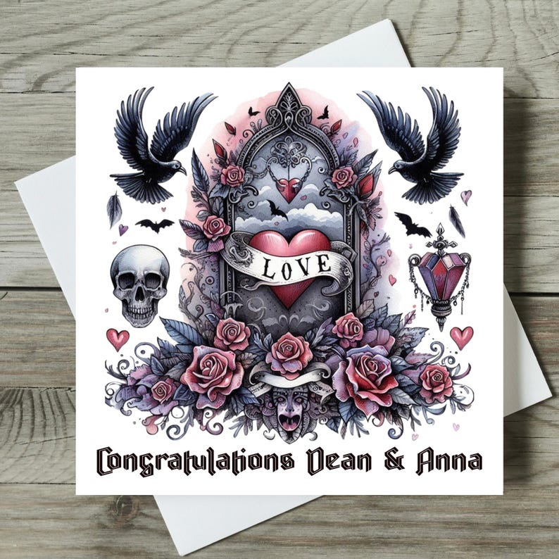 Gothic Wedding Card Goth Wedding Personalised Alternative Wedding Card ...