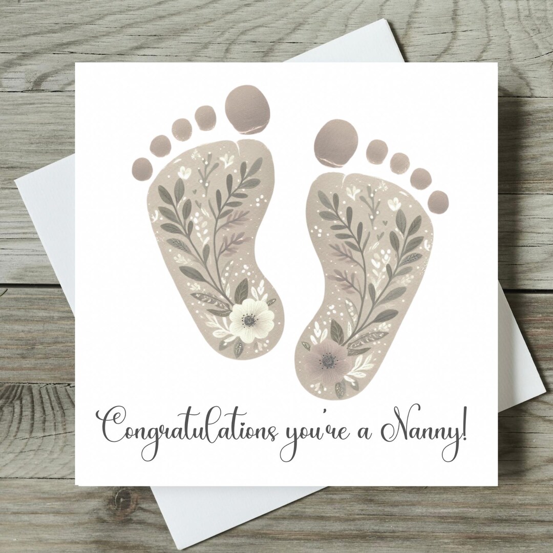 New Nanny Congratulations New Baby Card New Grandparents, New Grandma ...