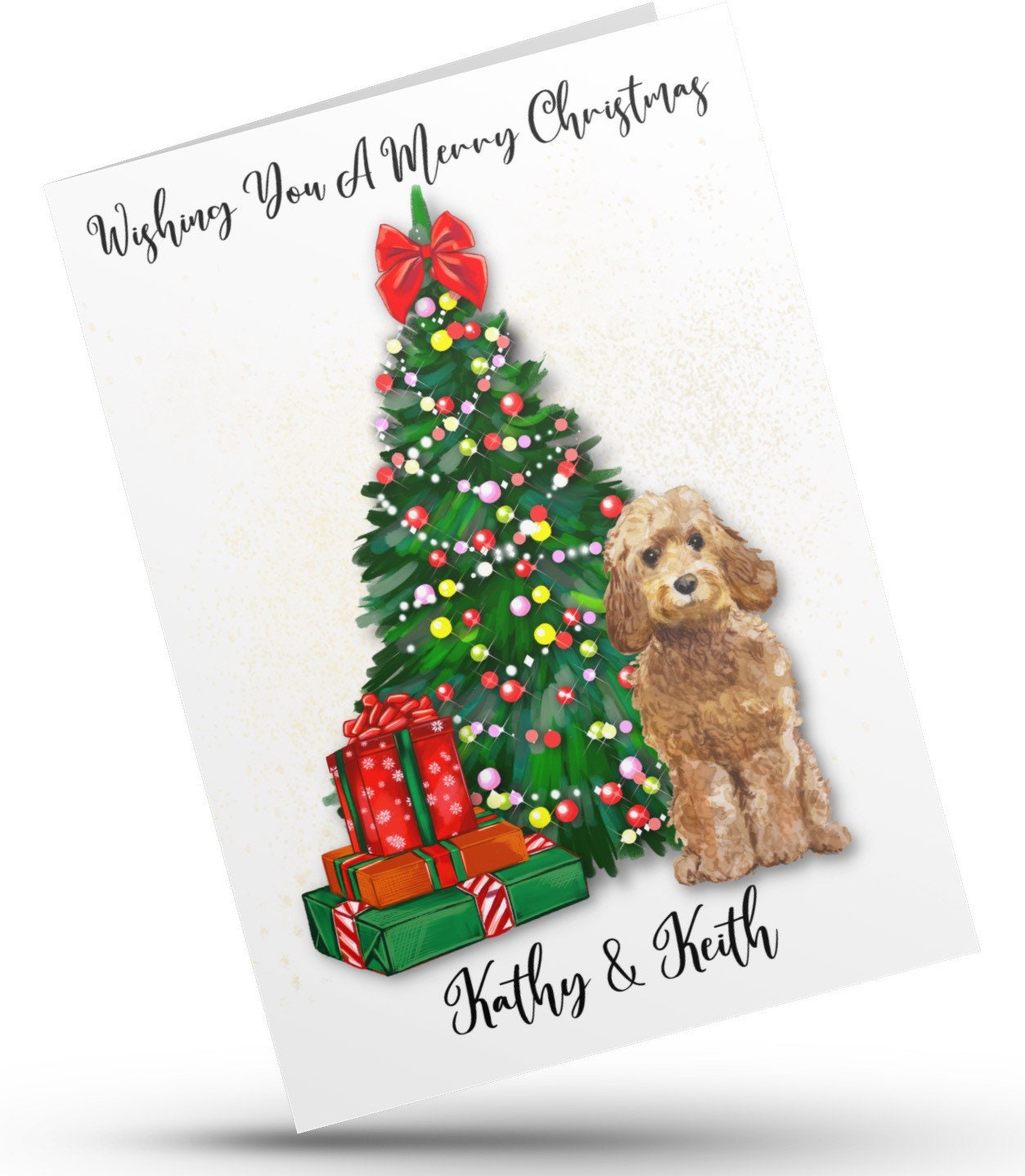 Cockapoo Dog Personalised Christmas Card, Black or Honey Cockapoo - Etsy UK