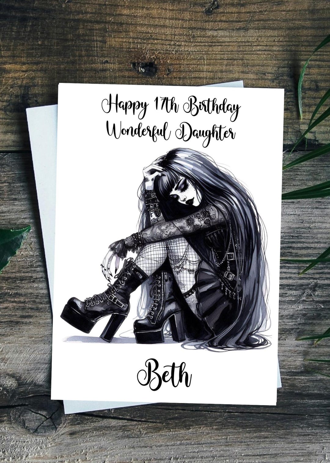 Personalised 14th 15th 16th 17th 18th 19th 20th 21st Birthday Card Goth Daughter Goddaughter ...