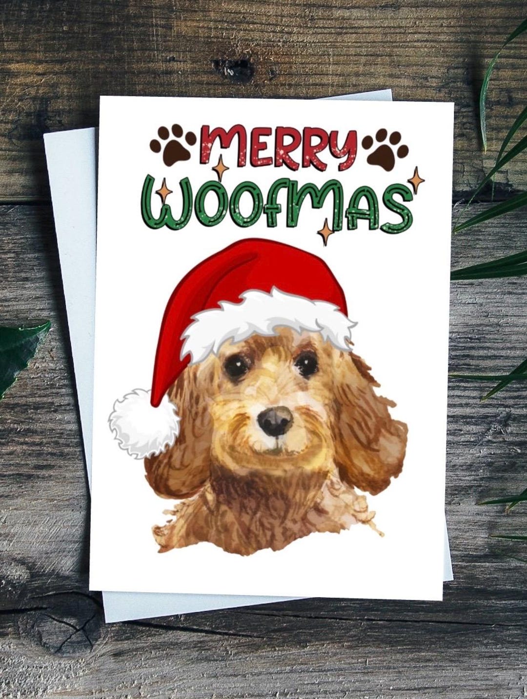 Cockapoo Christmas Card Card, Black or Honey Cockerpoo, Handmade Card ...
