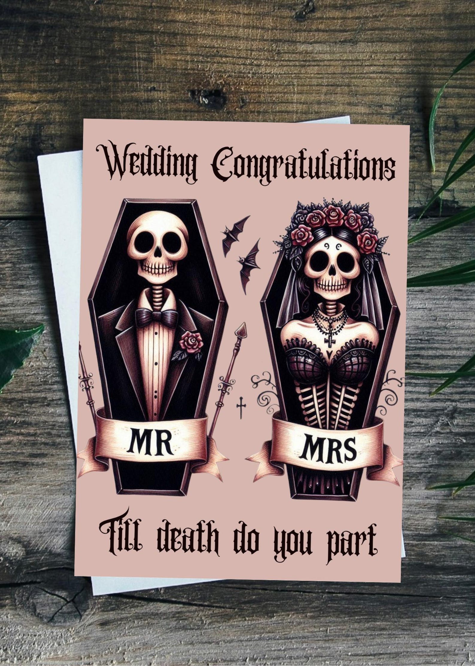 Gothic Wedding Card Goth Wedding Coffins Alternative Wedding Card - Etsy