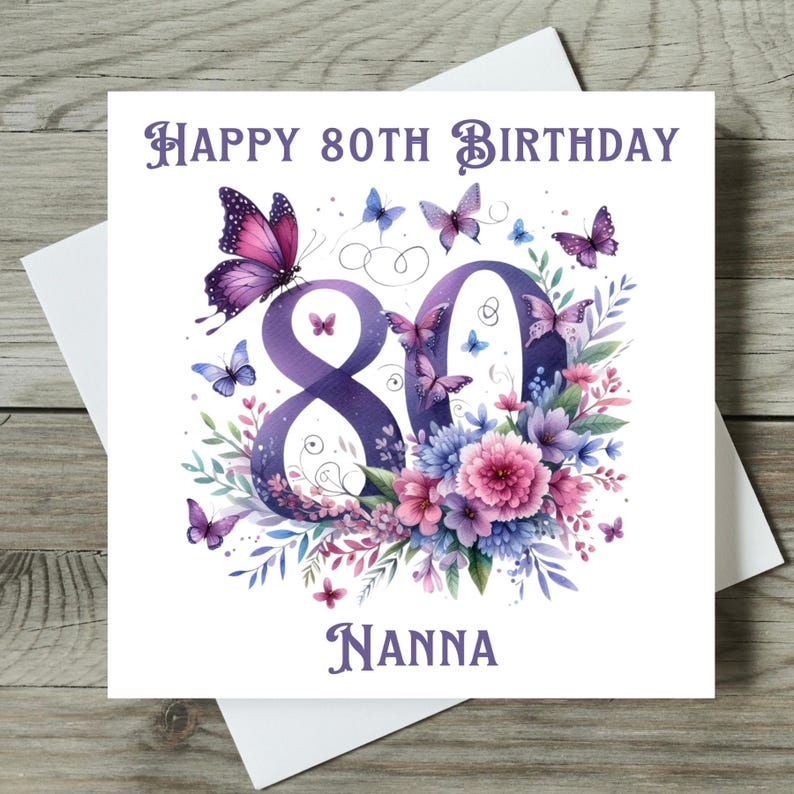 80th Birthday Card Personalised for Mum, Aunt, Nanna, Grandmother ...