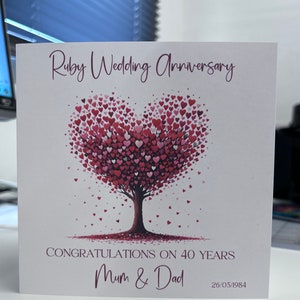 Personalised Ruby 40th Wedding Anniversary Card - Etsy