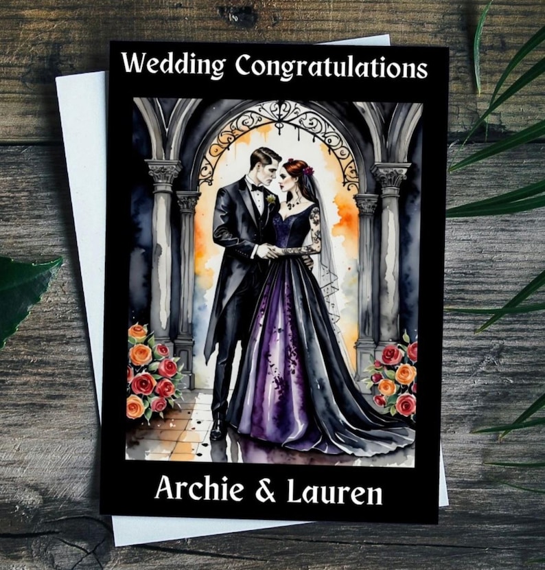 Gothic Wedding Card Goth Wedding Personalised Alternative Wedding Card ...