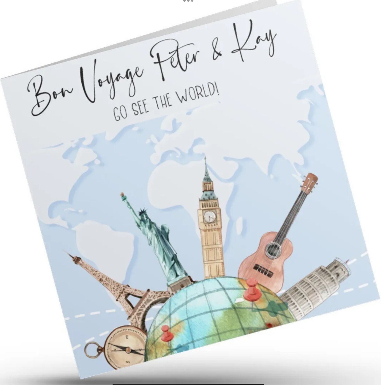 Personalised World Design Traveling Card Ideal for Holidays, Bon Voyage ...