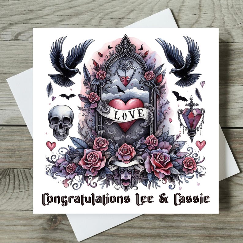 Gothic Wedding Card Goth Wedding Personalised Alternative Wedding Card ...