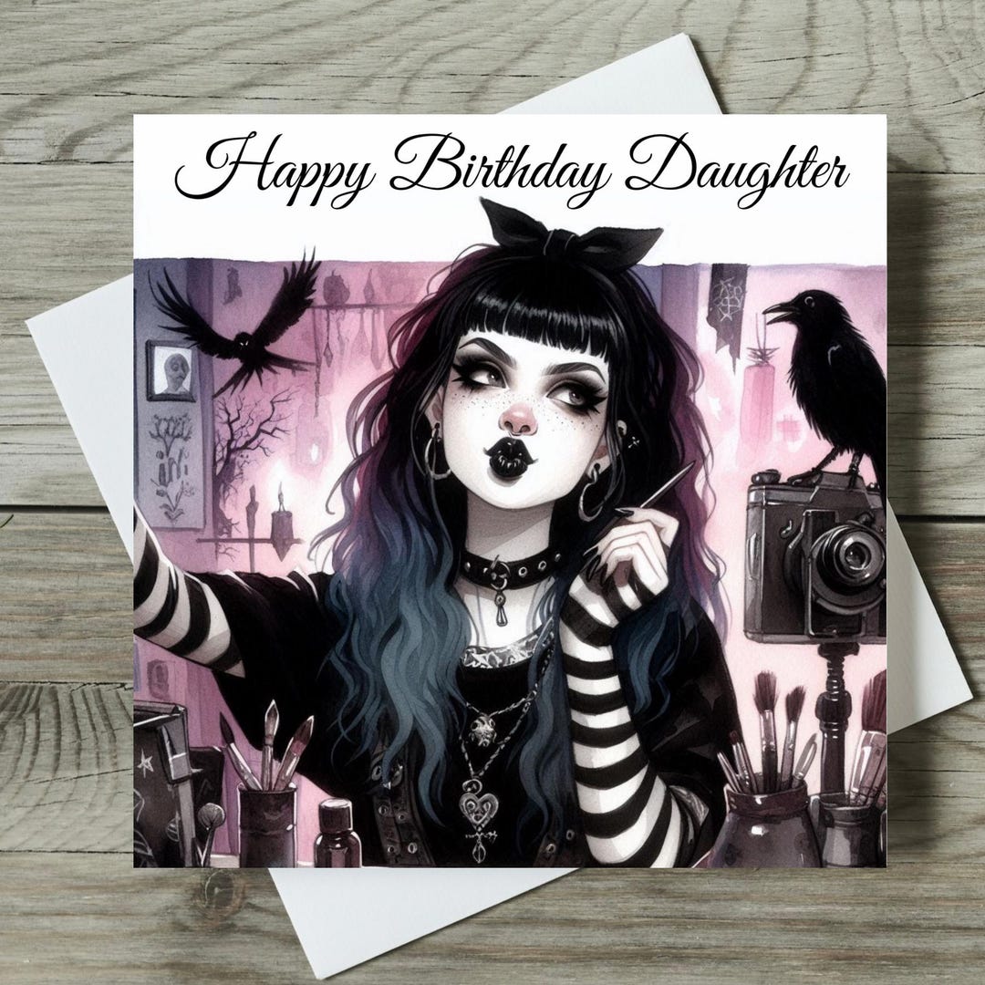 Goth Birthday Card Personalised Daughter Goddaughter Grandaughter Niece ...