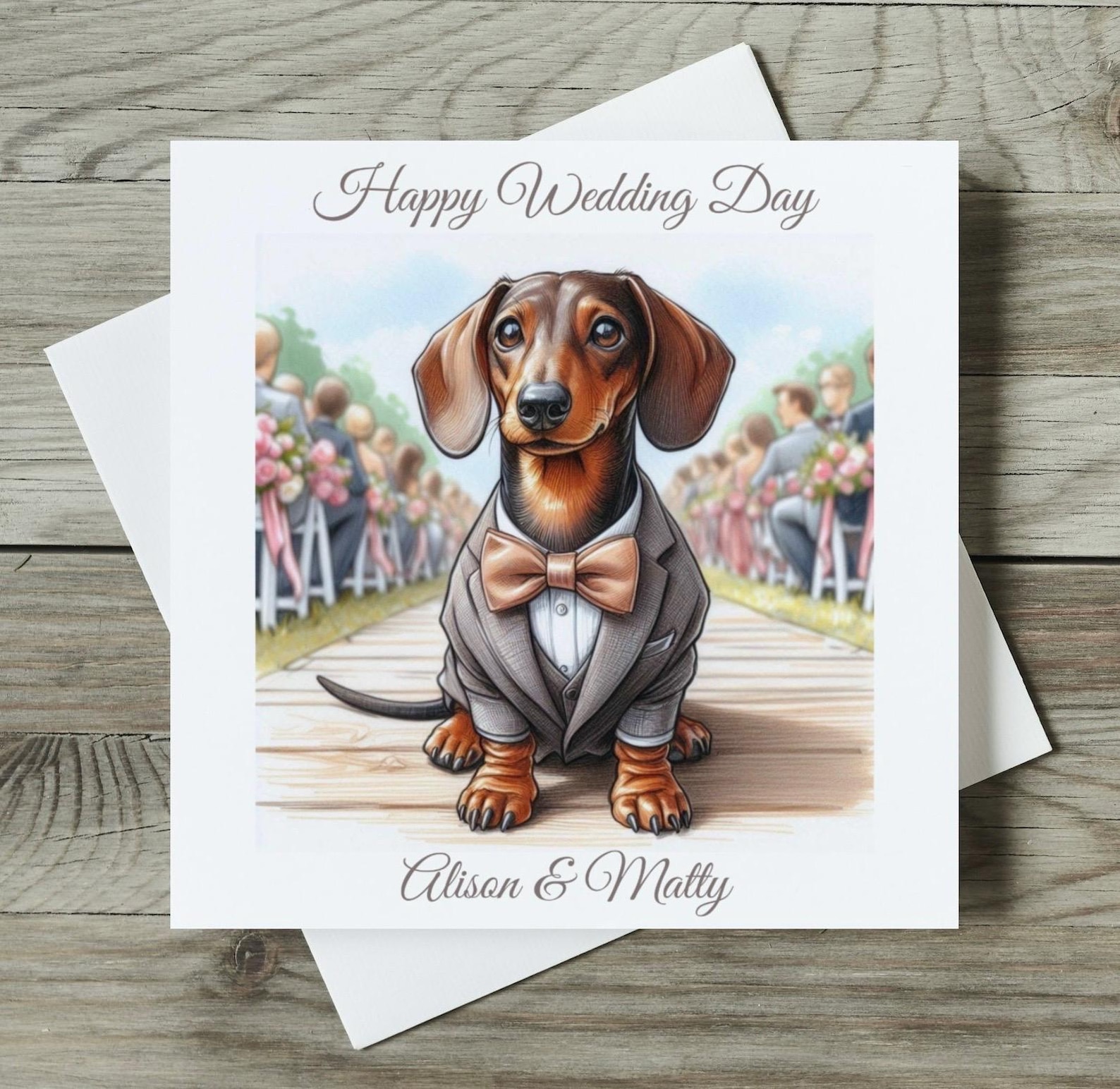 Sausage Dog Wedding Card, Dachshund Wedding Congratulations Handmade Mr ...
