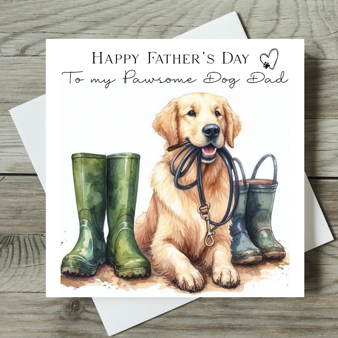 Golden Retriever Father’s Day Card Dog Father’s Day Card for Dog Dad - Etsy
