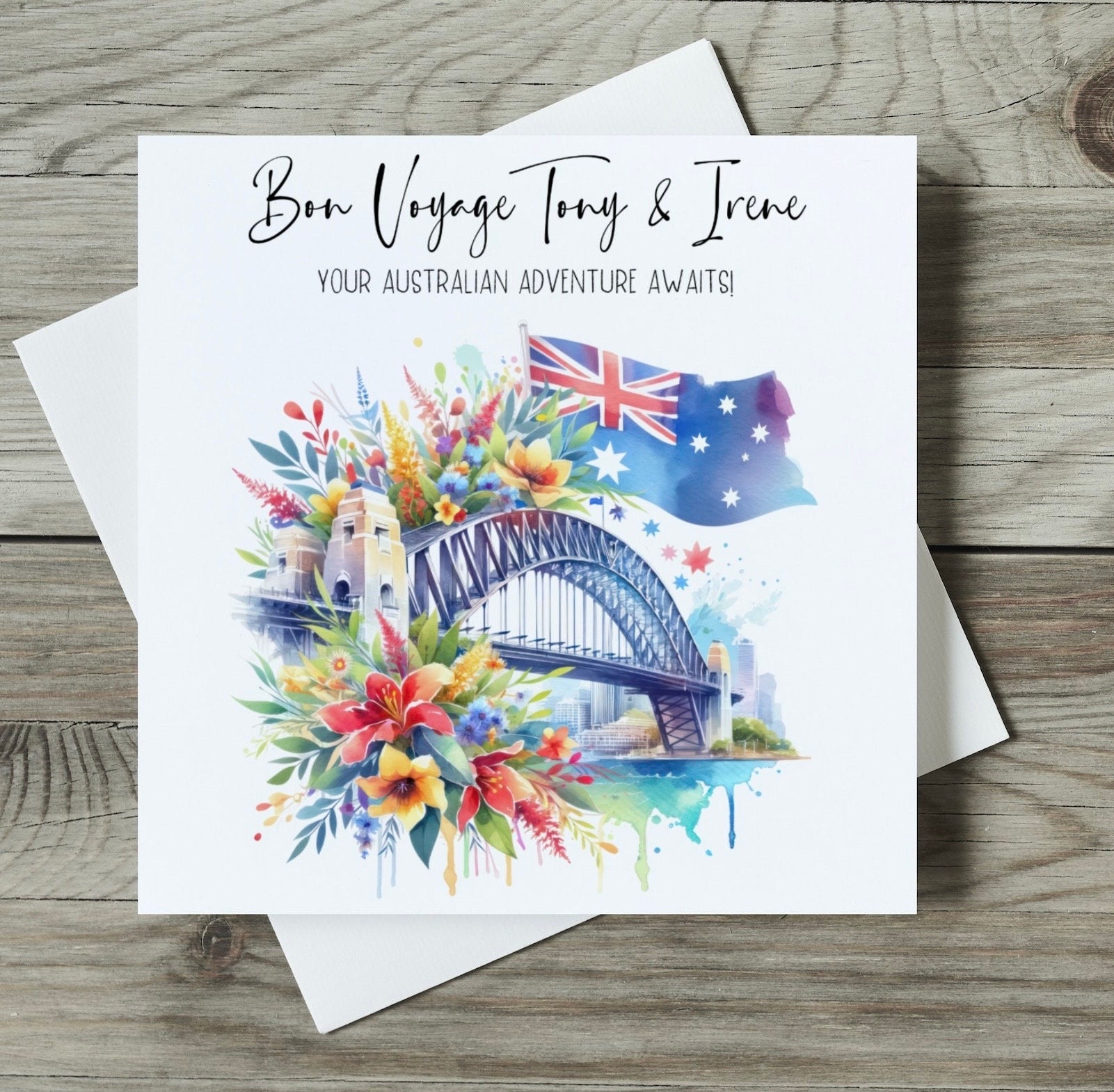 Personalised Moving to Australia Card, Bon Voyage, New Adventures ...