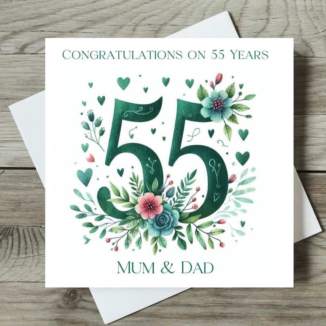 Personalised Emerald 55th Wedding Anniversary Card - Etsy