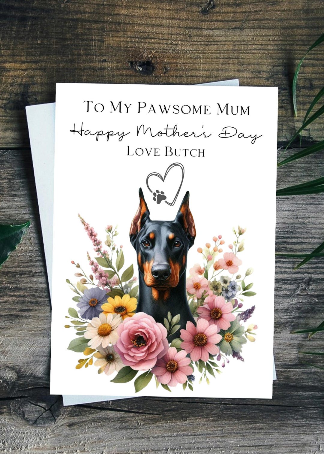 Doberman Mother’s Day Card Personalised Dog Greetings Card for Dog Mum ...