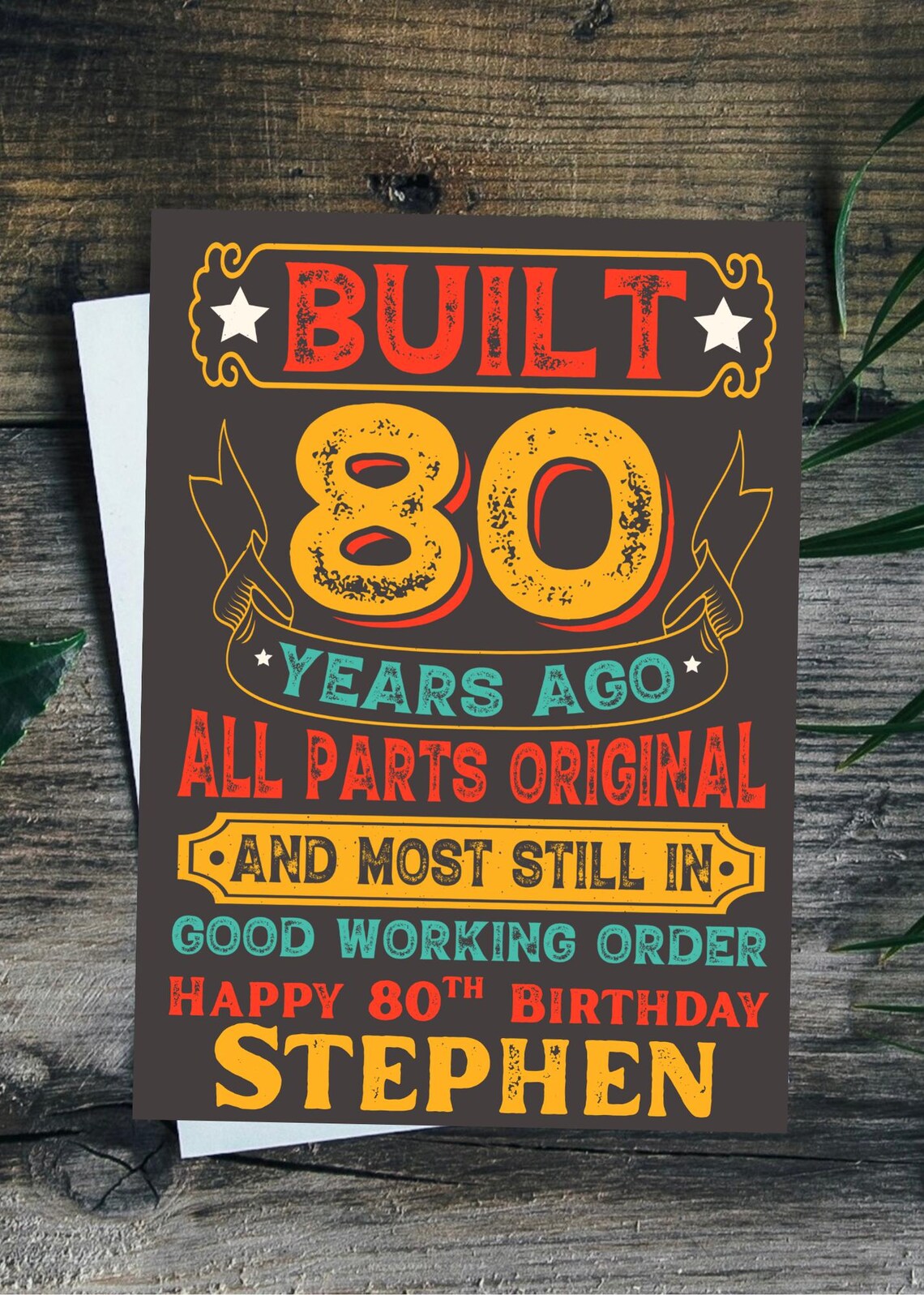 Personalised 80th Birthday Card for Him Vintage Male 1946 Any Name 80 ...