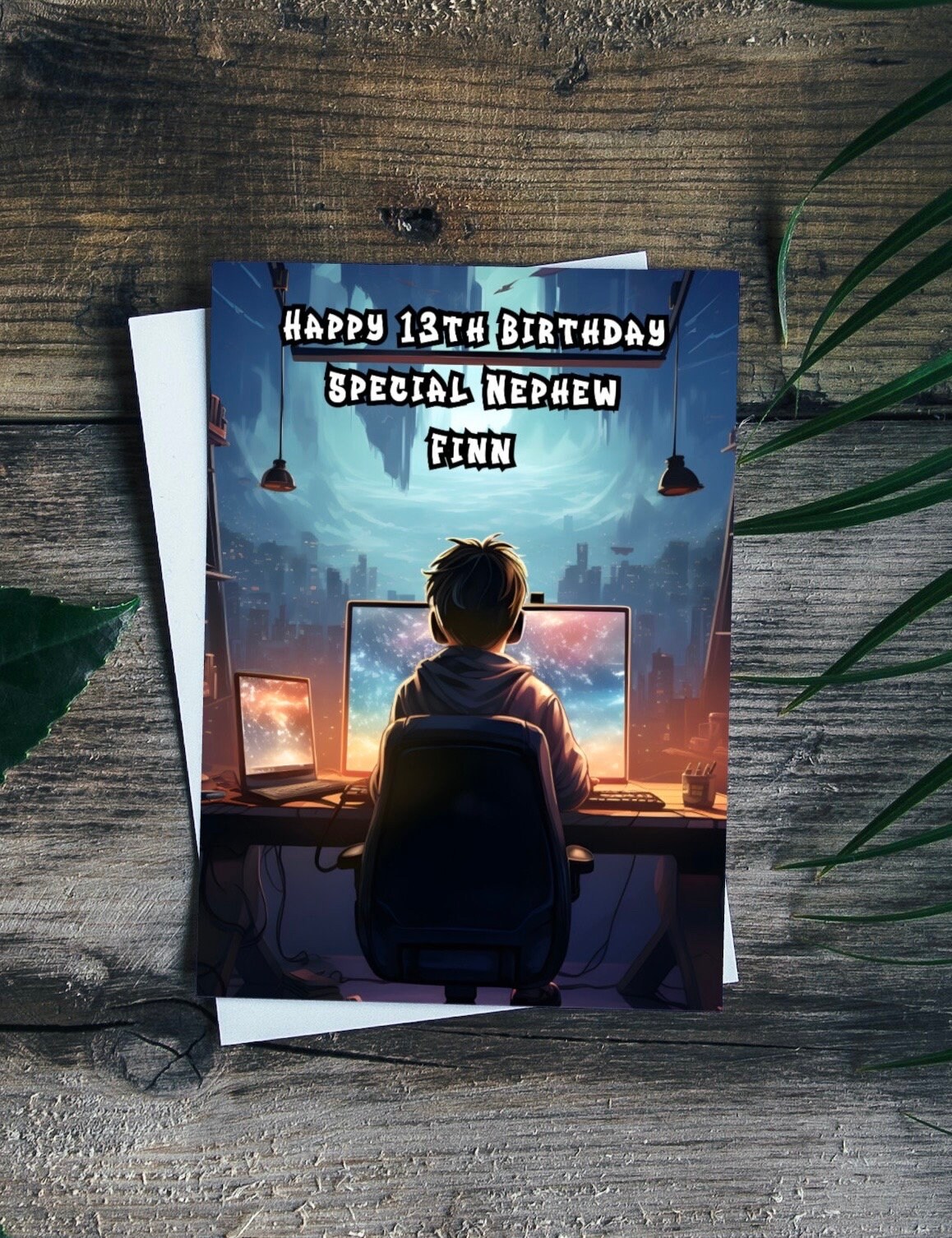 Personalised 11th 12th 13th 14th 15th 16th 17th Birthday Card Computer ...