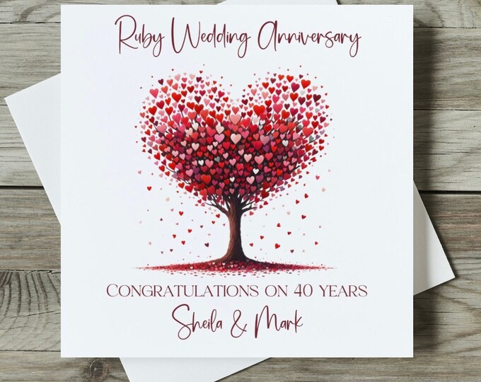 Personalised Ruby 40th Wedding Anniversary Card - Etsy