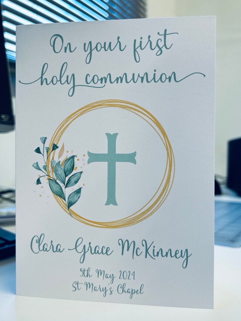 First Holy Communion Personalised Card Traditional Cross Image Handmade ...