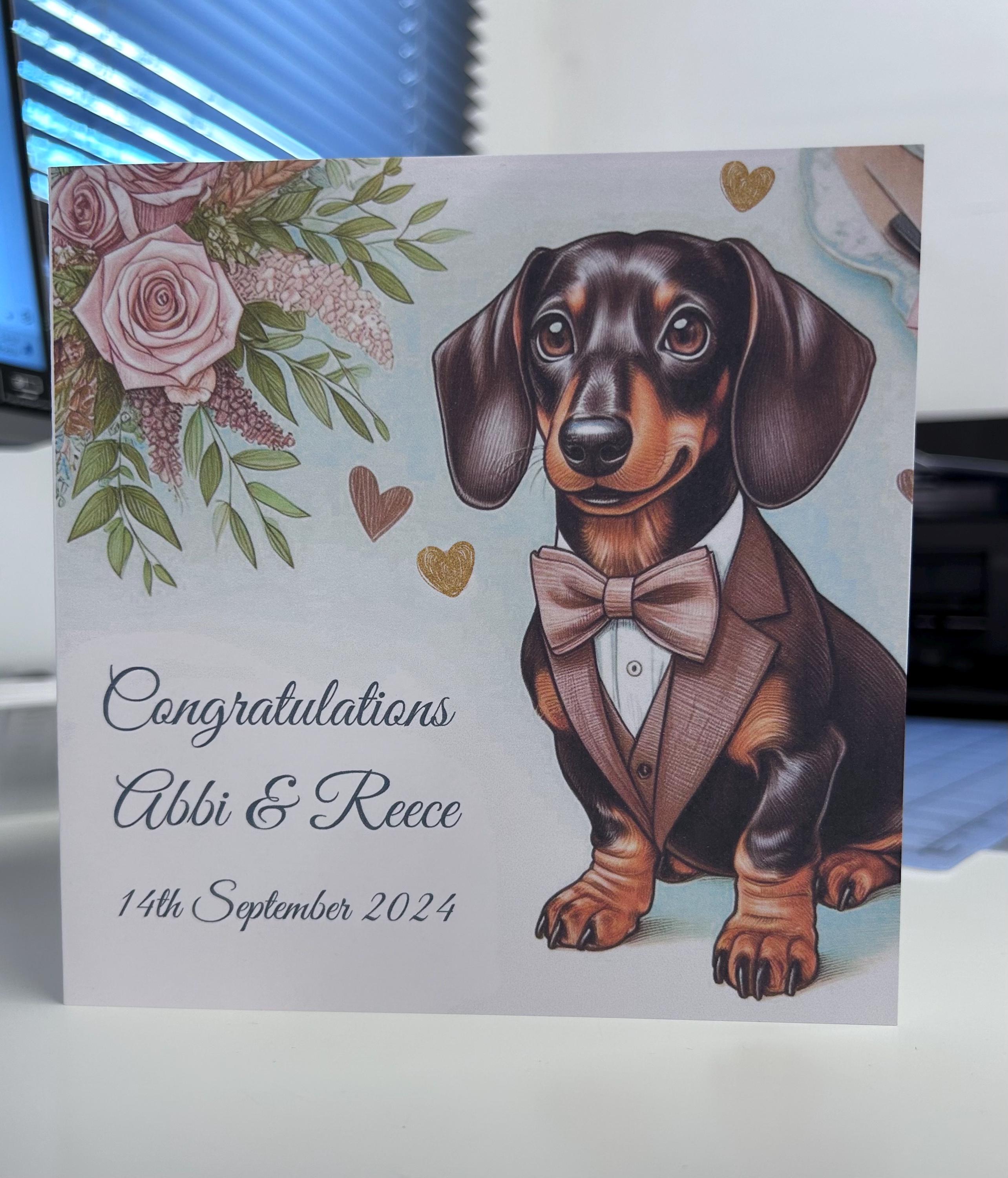 Sausage Dog Wedding Card, Dachshund Wedding Congratulations Handmade Mr ...