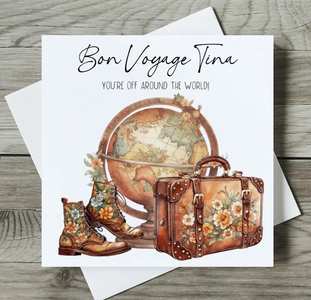 Personalised Globe Design Traveling Card Ideal for Holidays, Bon Voyage ...