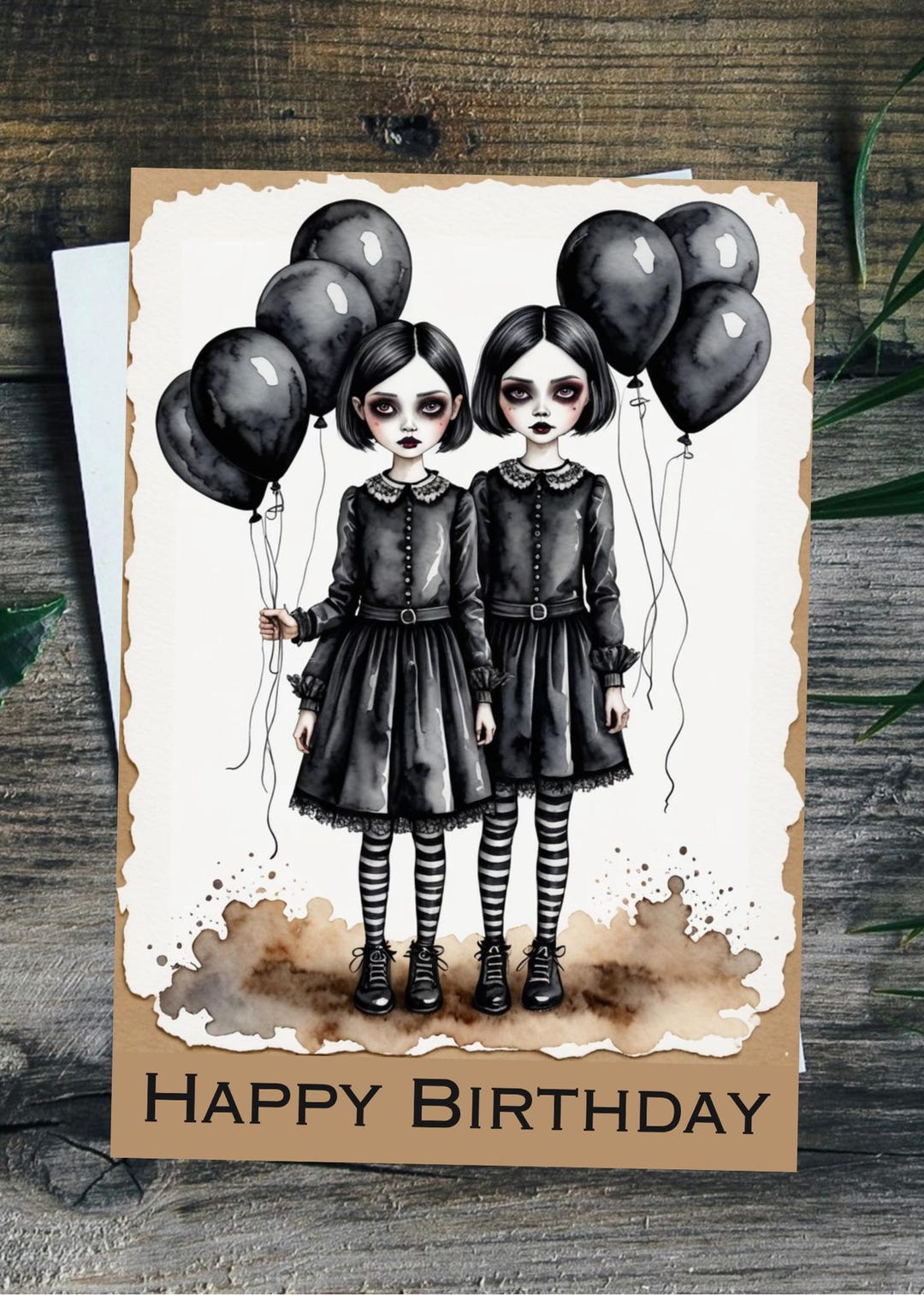 Goth Twins Birthday Card Gothic Card Twin Sister Daughters ...