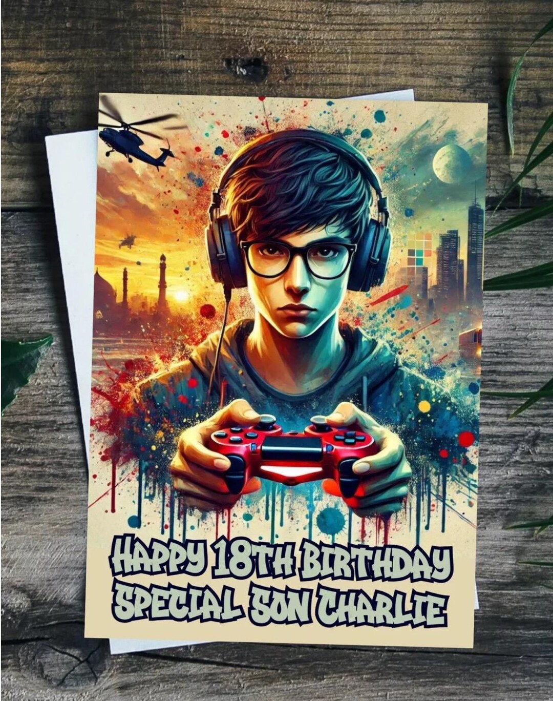 Gamer Birthday Card Computer Large A5 Size Personalised Any Age 15th ...