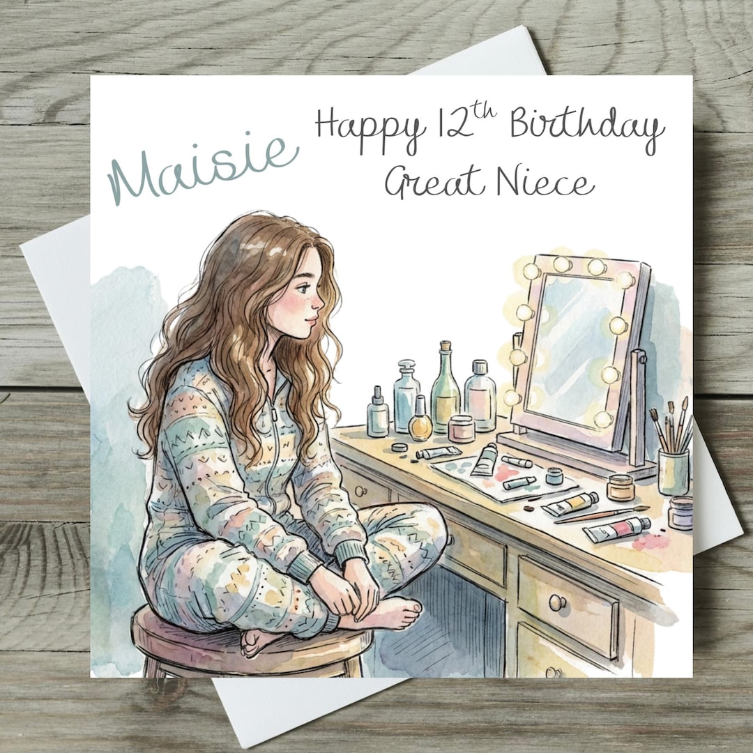 Girls Birthday Card Personalised Any Age / Relation 2 Sizes & Inside ...