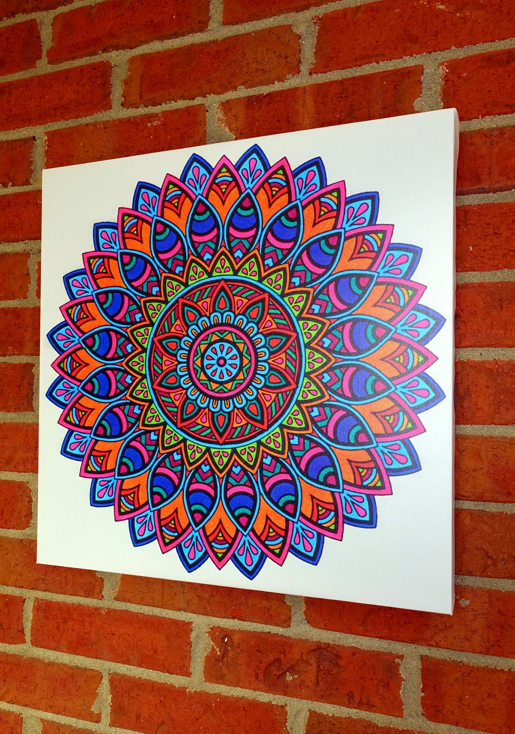 Authentic Indian Bohemian Mexican Handmade Mandala Wall Art on Canvas ...