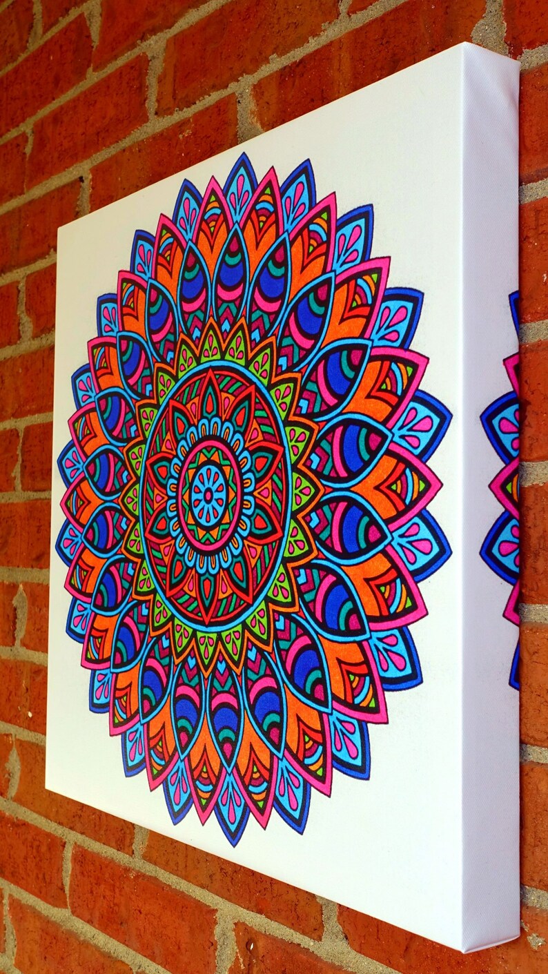 Authentic Indian Bohemian Mexican Handmade Mandala Wall Art on Canvas ...