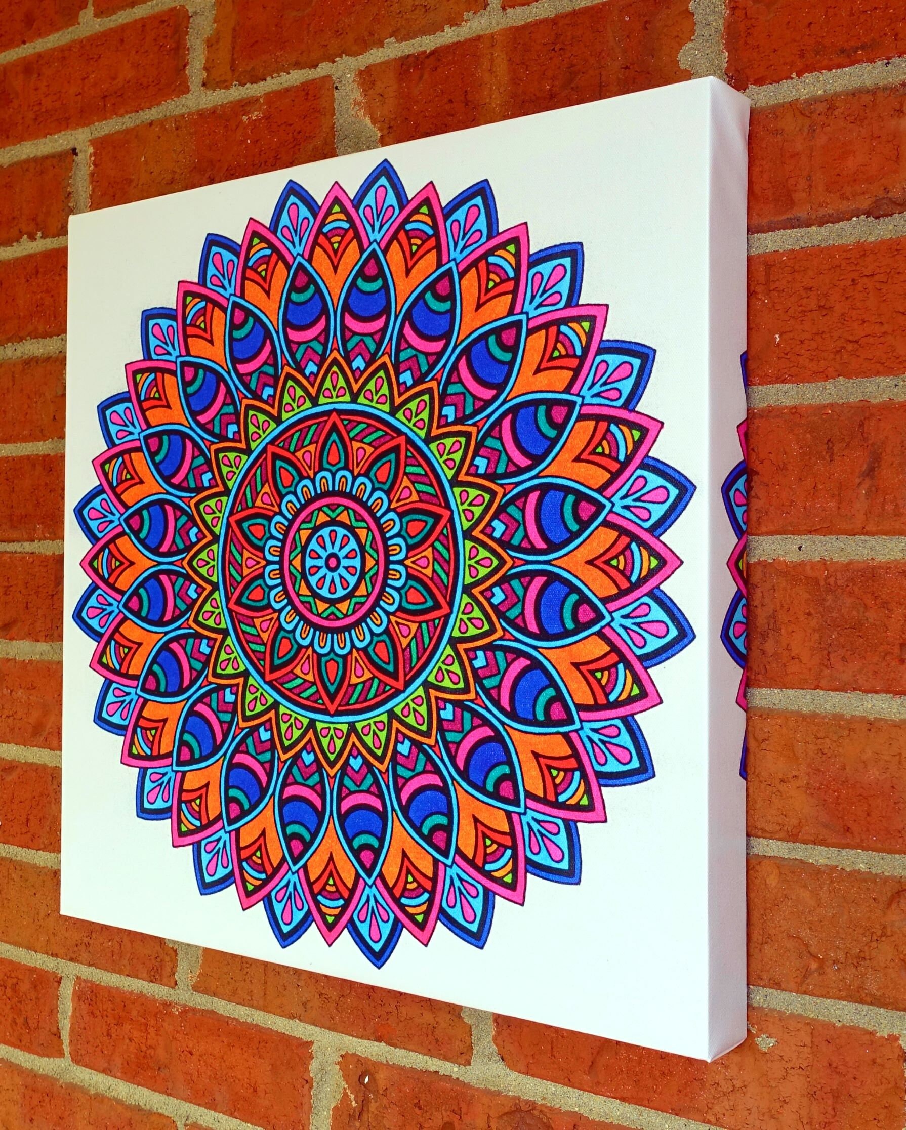 Authentic Indian Bohemian Mexican Handmade Mandala Wall Art on Canvas ...