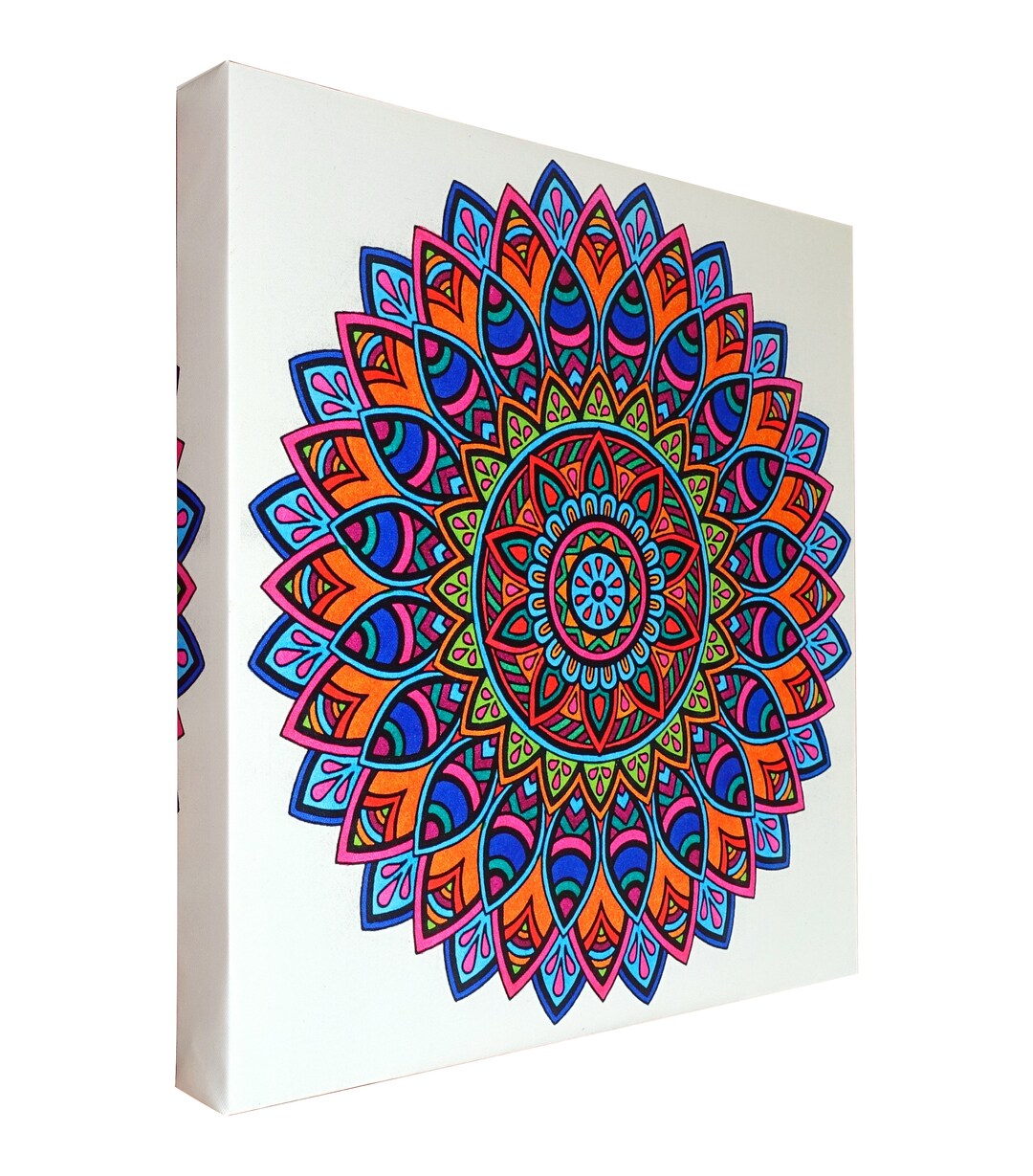 Authentic Indian Bohemian Mexican Handmade Mandala Wall Art on Canvas ...