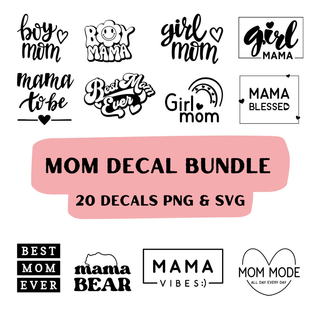 Mom Decals Girl Mom Boy Mom Instant Digital Download Transparent ...