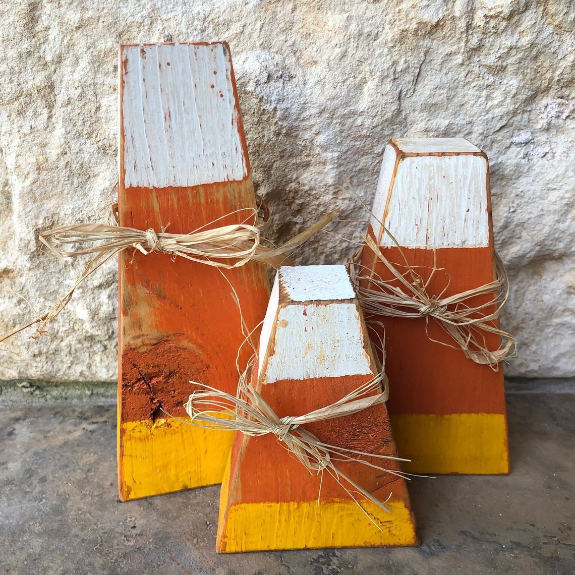Wood Candy Corn set of 3 Candy Corn Decor Halloween Decor - Etsy