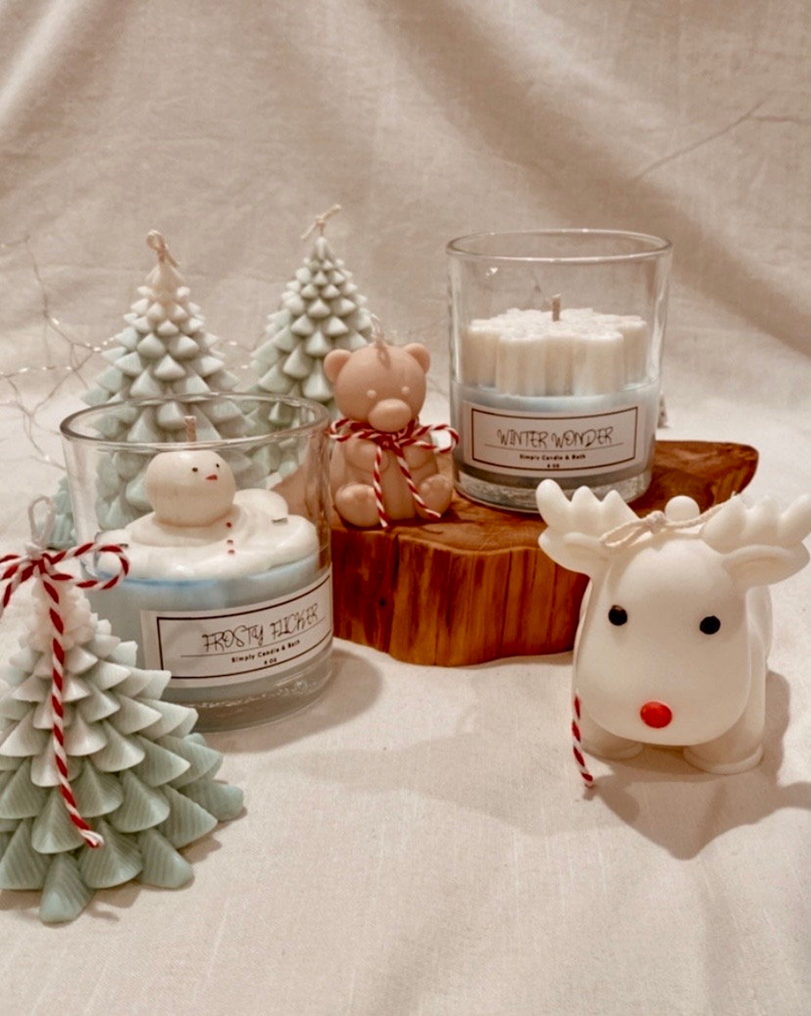 Snowflake Candle Christmas Decor Frosty Flicker Decorative Xmas Holiday ...