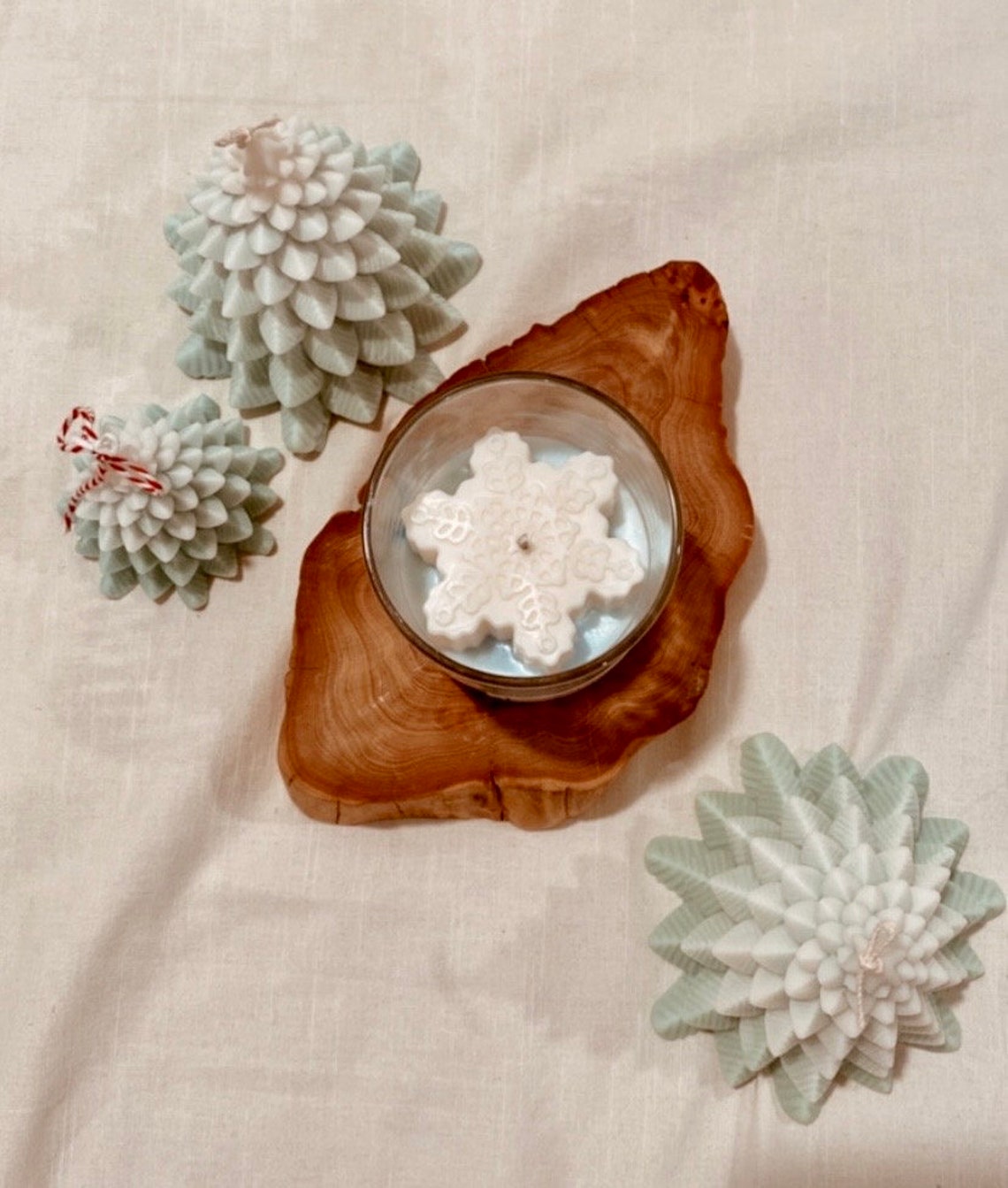 Snowflake Candle Christmas Decor Frosty Flicker Decorative Xmas Holiday ...