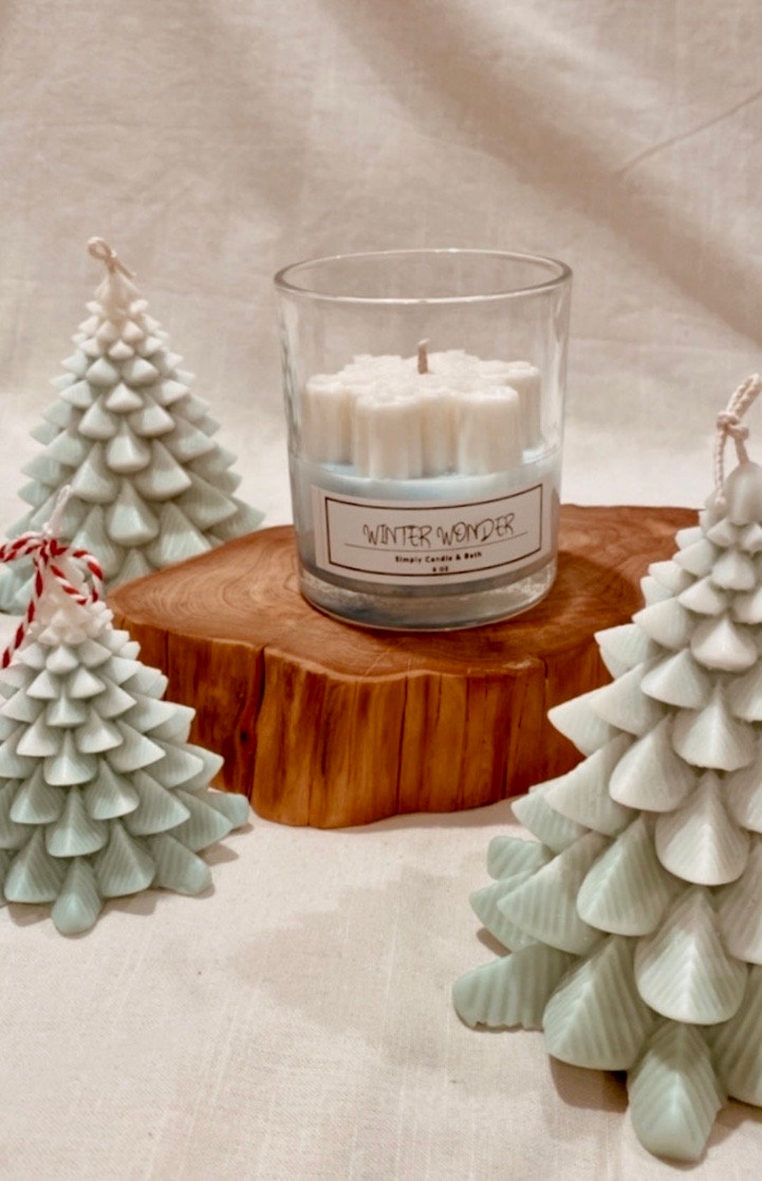 Snowflake Candle Christmas Decor Frosty Flicker Decorative Xmas Holiday ...
