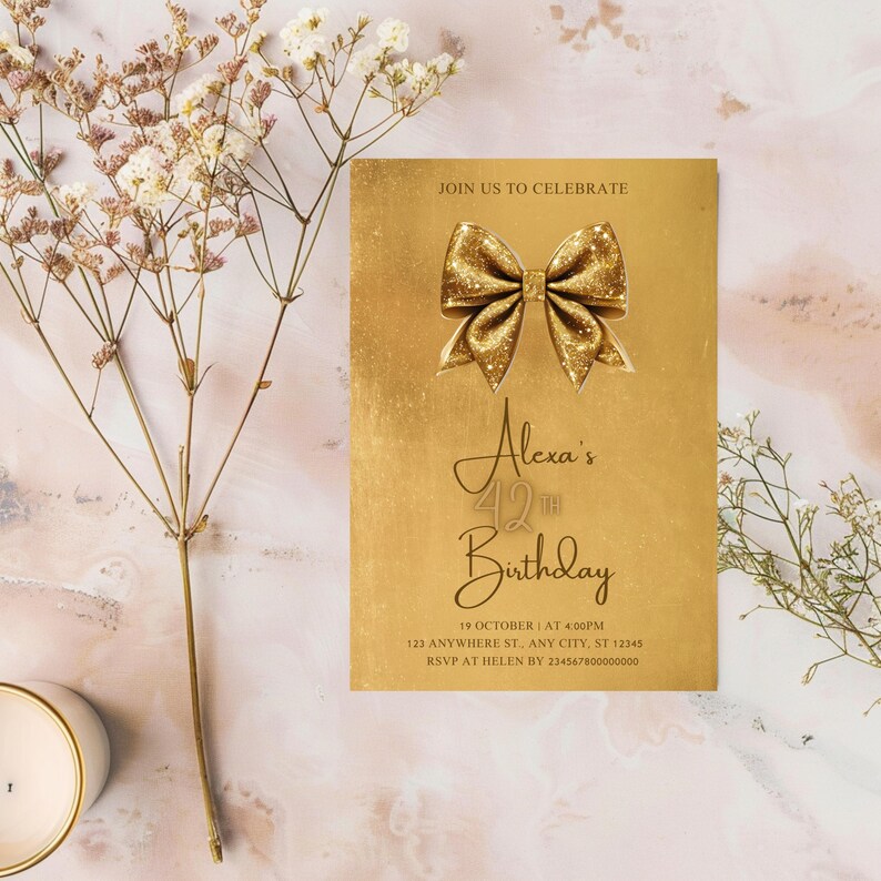 Editable Golden Birthday Invitation | Printable Gold and Black Party ...