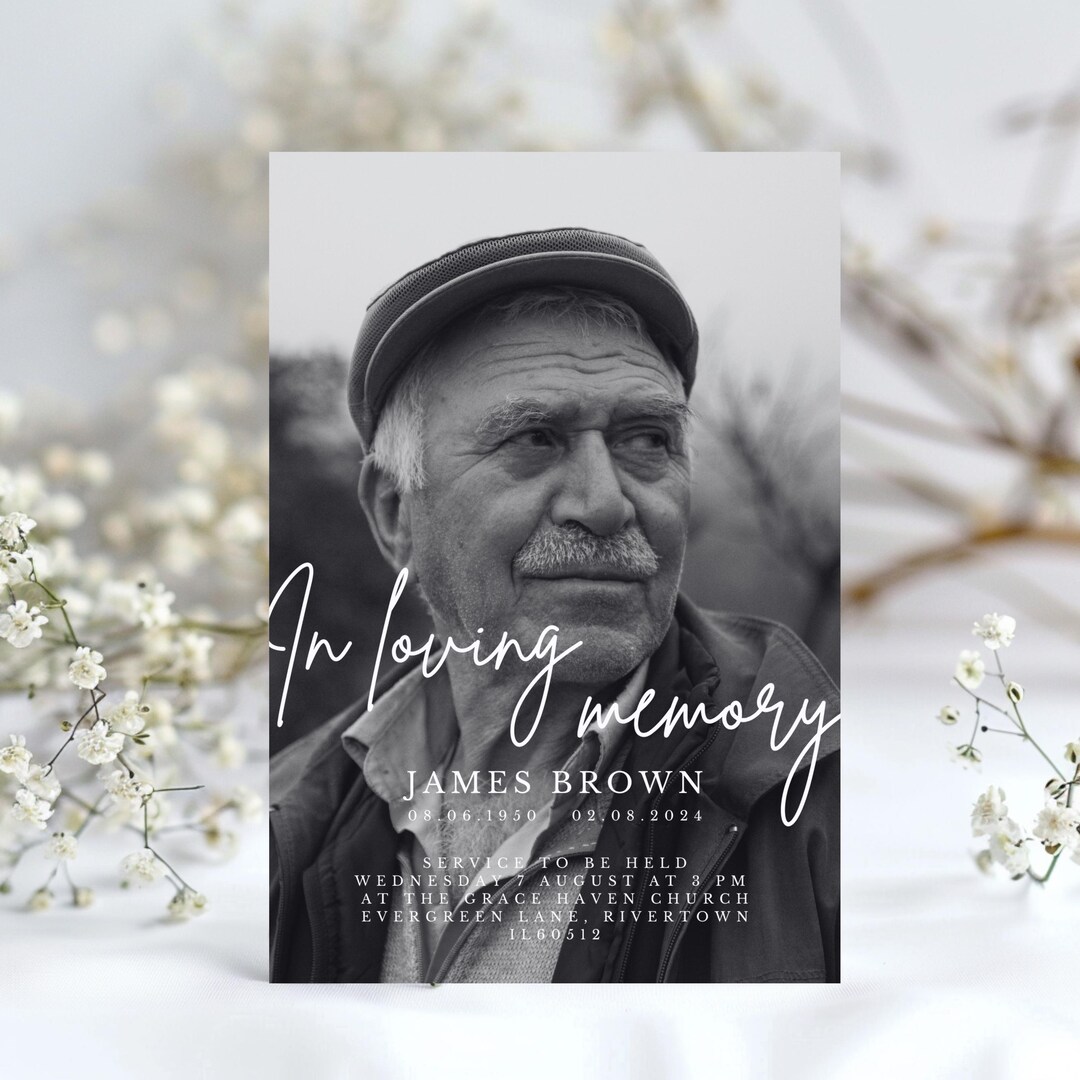 Editable Funeral Invitation | Celebration of Life Template | Black and ...