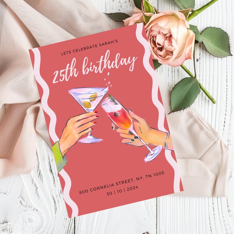 Editable 25th Birthday Invitation | Customizable Invite for Birthday ...