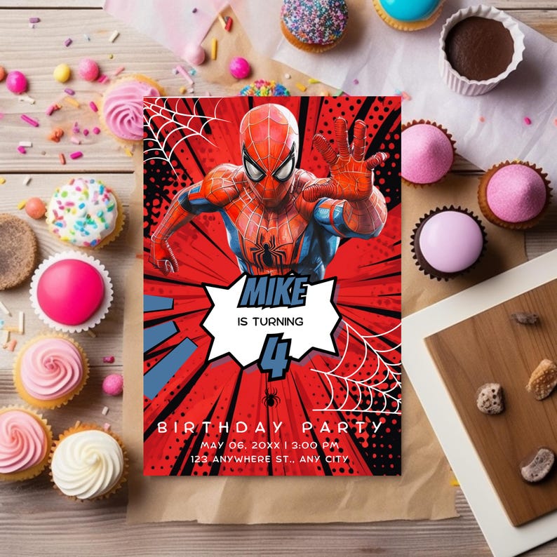 Editable Spiderman Birthday Invitation Template | Digital Printable ...