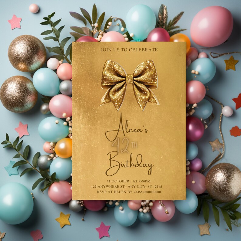 Editable Golden Birthday Invitation | Printable Gold and Black Party ...